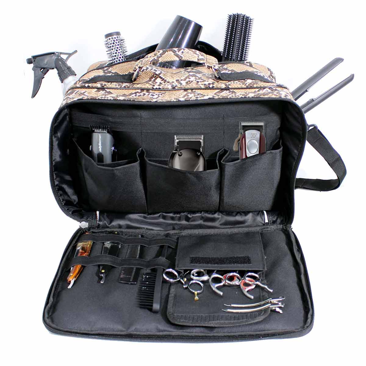 Large Hairdressing Equipment Kit Bag - Brown Snake – Kassaki Hair & Beauty