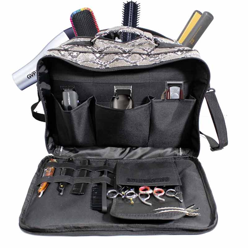 Large Hairdressing Kit Bag -Mobile Hairdressers Carry Case Grey Snake ...